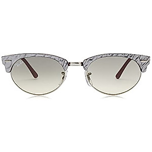 Ray-Ban Rb3946 Clubmaster Oval Sunglasses, Wrinkled Grey On Bordeaux/Clear Gradient Grey, 52 mm