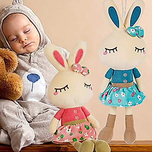 Cllayees Set of 2 Plush Bunny Rabbit, 18.3 in Doll Rabbit Stuffed Animal Huggable Rabbit Easter Girls' Gift Room Decorations, Pink & Blue
