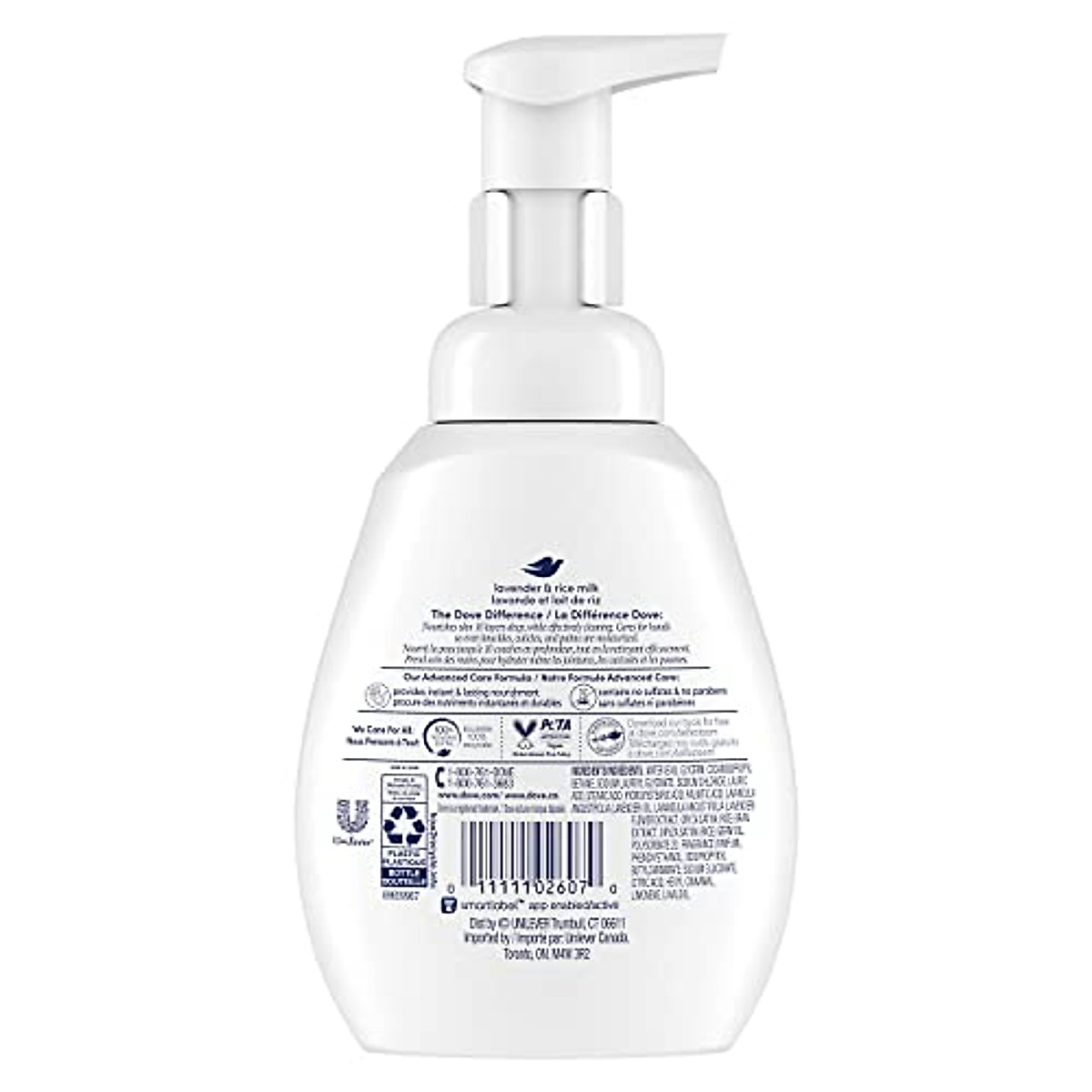 Dove Foaming Hand Wash Lavender & Rice Milk Pack of 4 Protects Skin from Dryness, More Moisturizers than the Leading Ordinary Hand Soap, 10.1 oz