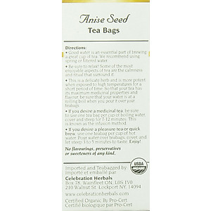 Celebration Herbals Organic Anise Seed Tea Caffeine Free, 24 Herbal Bags
