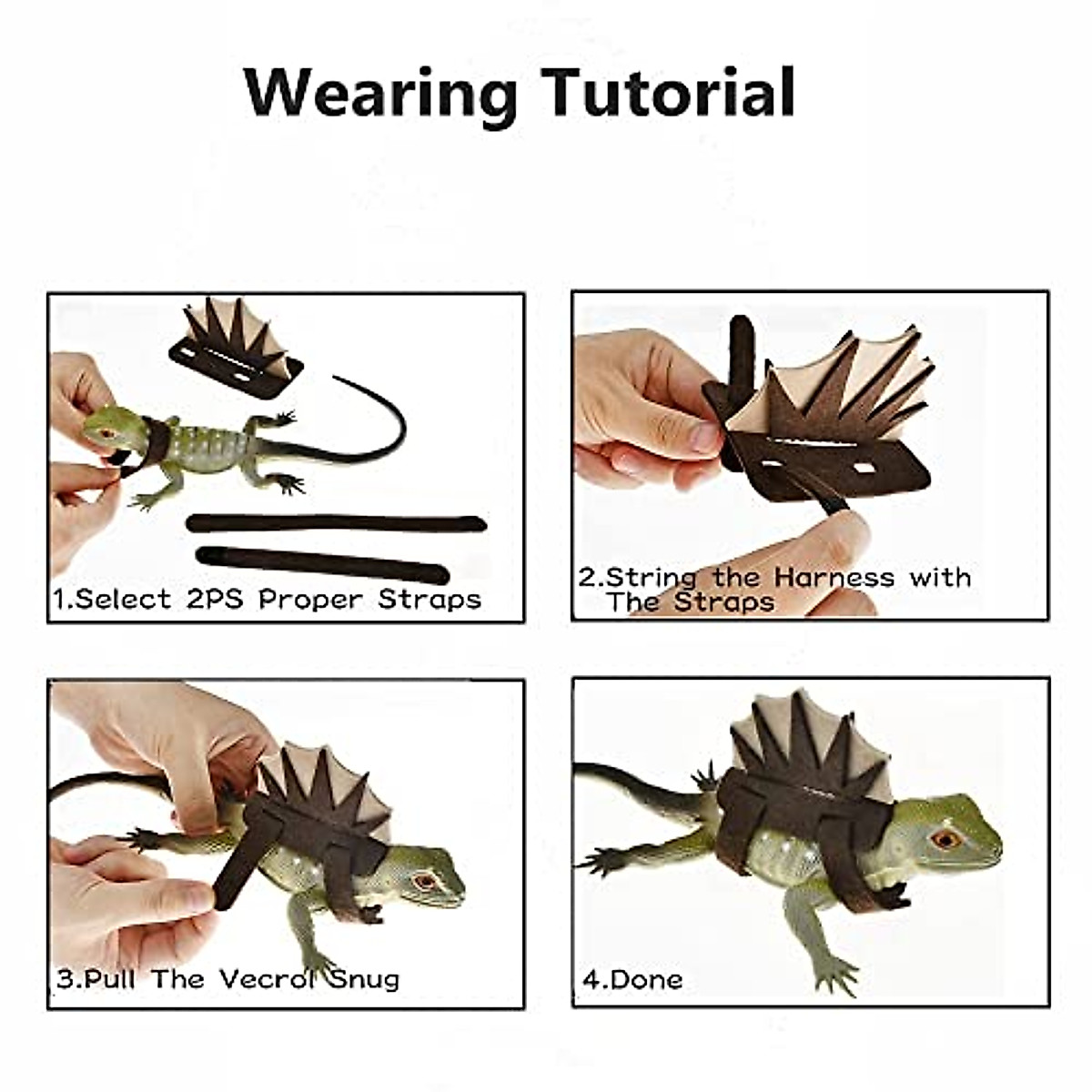 HAICHEN TEC Bearded Dragon Dinosaur Costume Handmade Outfit Felt Apparel Harness for Crested Gecko Chameleon Iguana Reptile