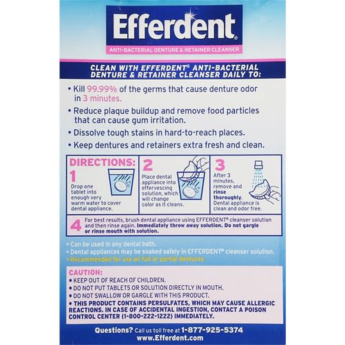 Efferdent Denture Cleanser Tablets, Complete Clean, 102 Tablets