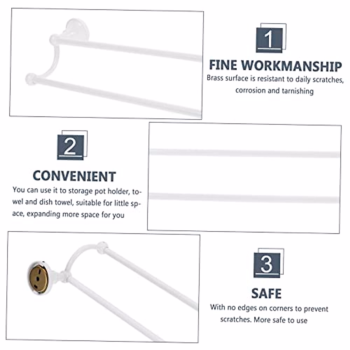 Cabilock 1 PC Double Bar Towel Rack White Bathrobe Towel Organization Bar Double Towel Bar Bathroom Towel Bar Decor Bath Towel Holder Hangers Hand Towel Rail Artistic Accessory Swivel Brass