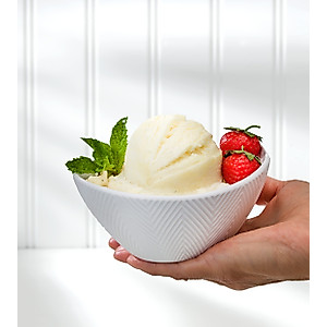 Euro Ceramica Highlands 3 Piece Porcelain Serving Bowls Set, Modern Chevron Texture, White - 40oz, 36oz, and 10oz, Chip Resistant - Nesting - Perfect for salads fruits dips