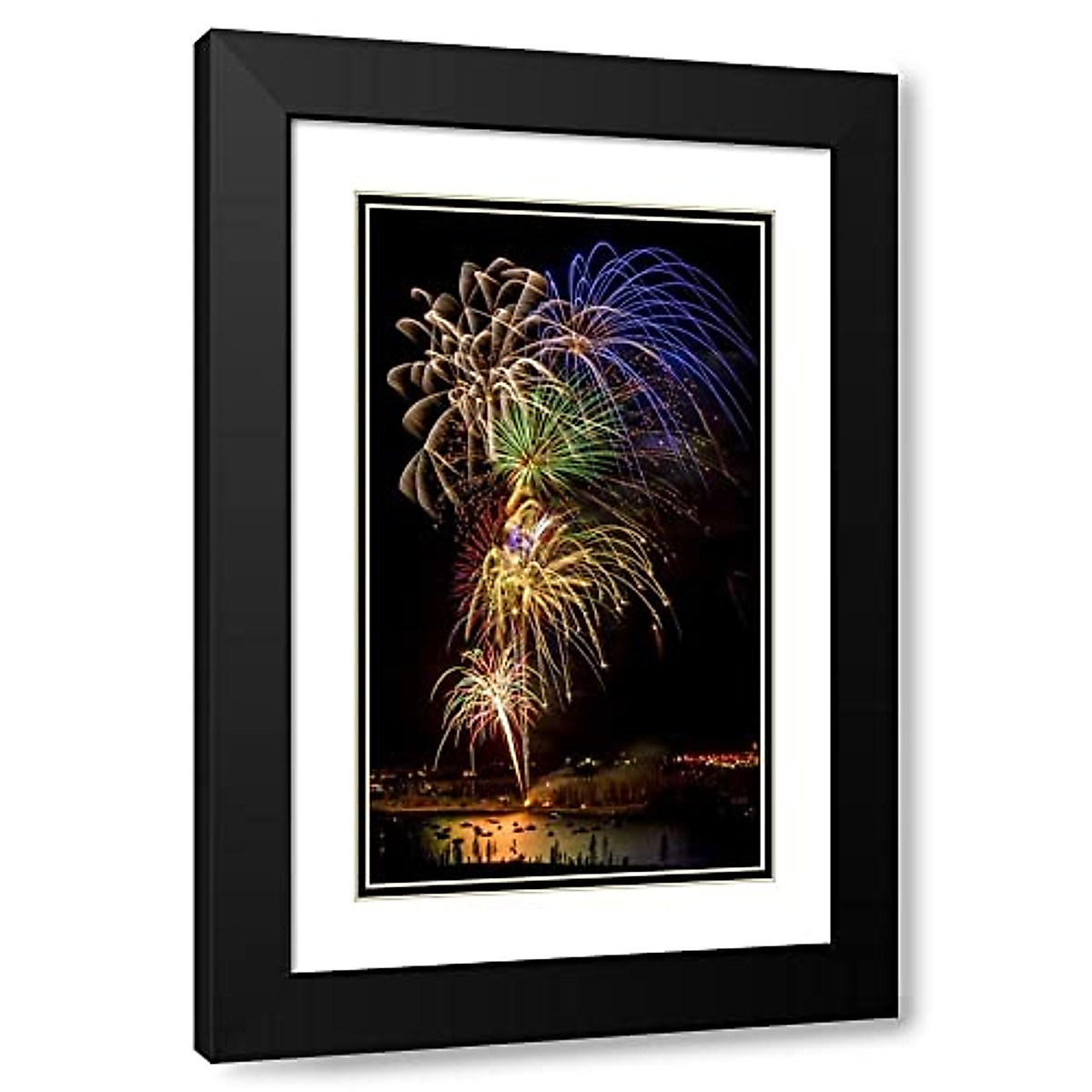 ArtDirect Colorado, Frisco Fireworks Display on July 4th XV 13x18 Black Modern Wood Framed with Double Matting Museum Art Print by Lord, Fred
