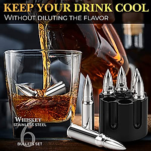 Gifts for Men Dad - Whiskey Stones - Christmas Stocking Stuffers for Men - Birthday Gift Ideas for Him Husband Boyfriend Grandpa Brother - Unique Valentines day Gifts - Cool Gadgets Gift Set