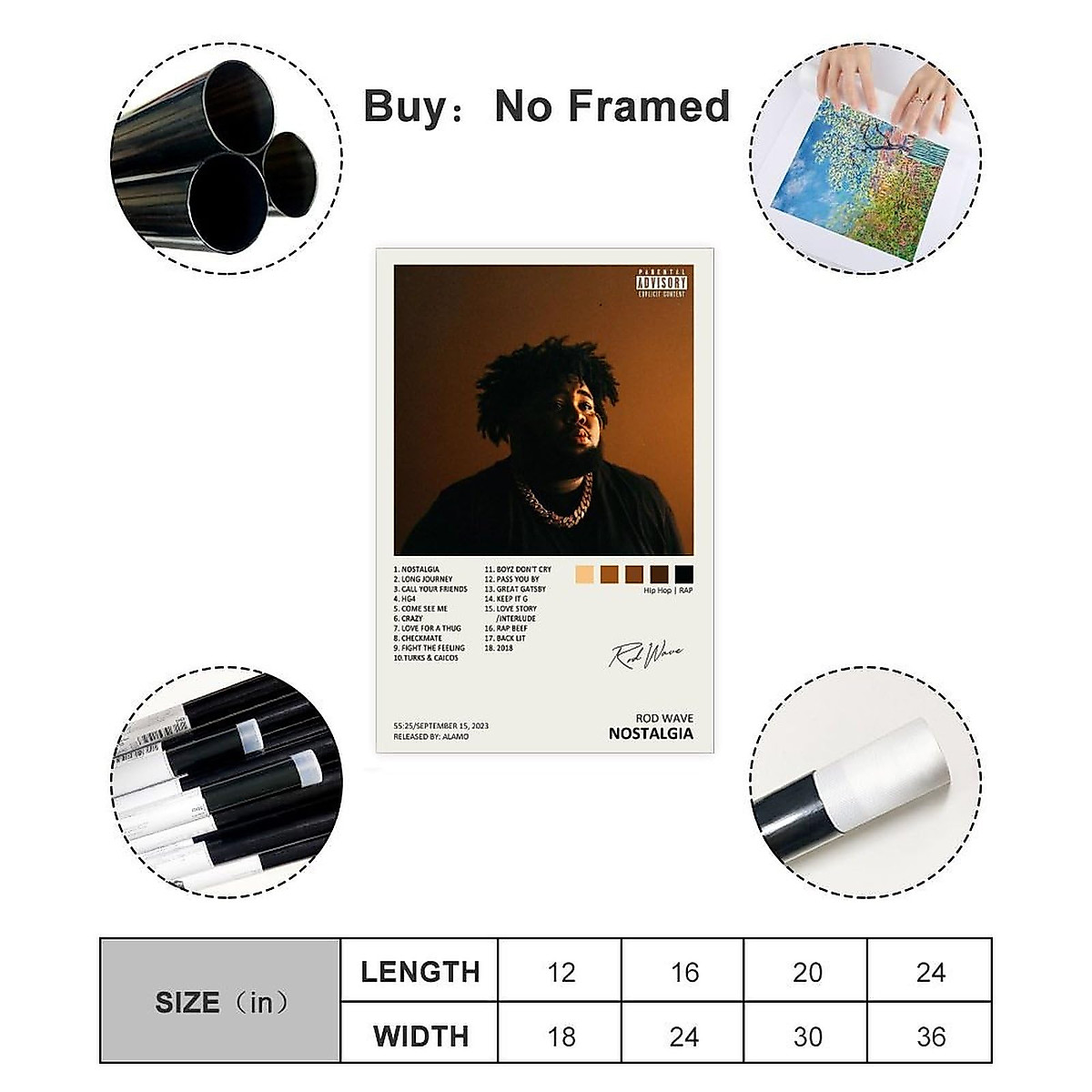 YGULC Rod Poster Wave Nostalgia Music Album Cover Signed Limited Poster Canvas Poster Wall Art Decor Print Picture Paintings for Living Room Bedroom Decoration Unframe:12x18inch(30x45cm)