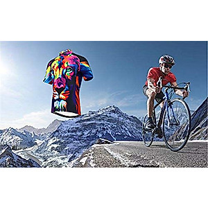 3D Lion Animal Men's Cycling Jersey Bike Shirt Quick-Dry Reflective,3-Pockets,S-3XL