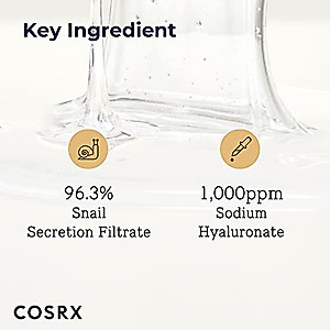COSRX Snail Mucin 96% Power Repairing Essence 3.38 fl.oz, 100ml, Hydrating Serum for Face with Snail Secretion Filtrate for Dark Spots and Fine Lines, Not Tested on Animals, No Parabens, No Sulfates, No Phthalates, Korean Skincare