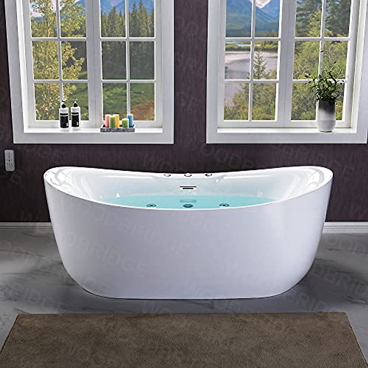 WOODBRIDGE 71" x 31 1/2" Whirlpool Water Jetted and Air Bubble Freestanding Bathtub , B0034