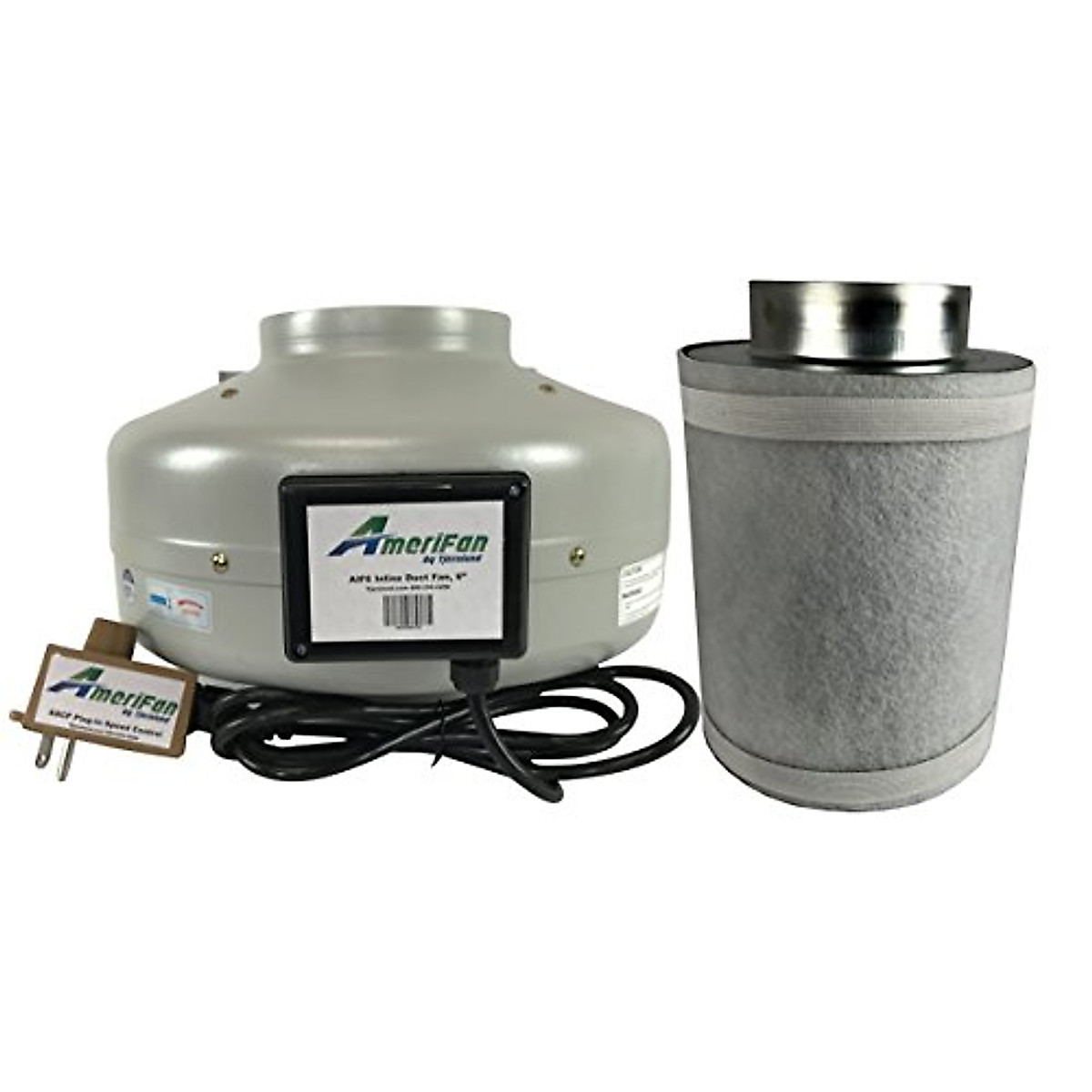AMERIFAN - AIF6-KIT AmeriFan AIF6 Duct Booster Exhaust, for Growing, Hydroponics, Heating, Cooling, Venting, HVAC, Steel, 120V Supply Voltage
