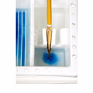 Creative Mark Brush Basin - All in One Unit for Storage, Shaping, Cleaning, and Soaking - 6.5 x 6.5 x 3.5" with Lid