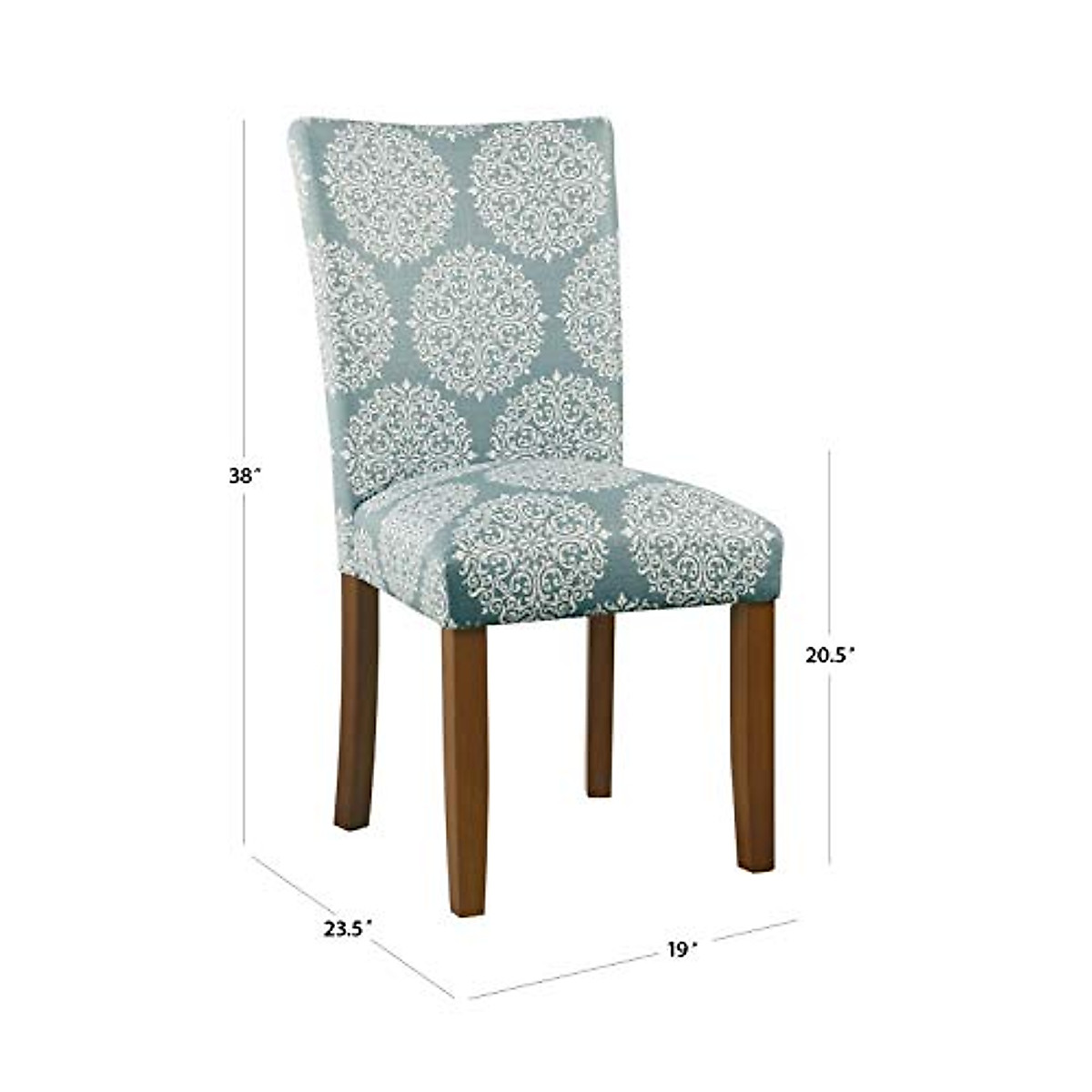 HomePop Parsons Classic Upholstered Accent Dining Chair,Set of 2, Blue and Cream Medallion