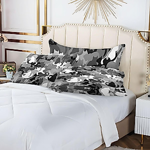 Halloween Black Cat Camouflage Pillowcase for Hair and Skin Body Pillow Cover Long Pillow Cases 20"X 54" Plush Pillow Case with Zipper for Pillow