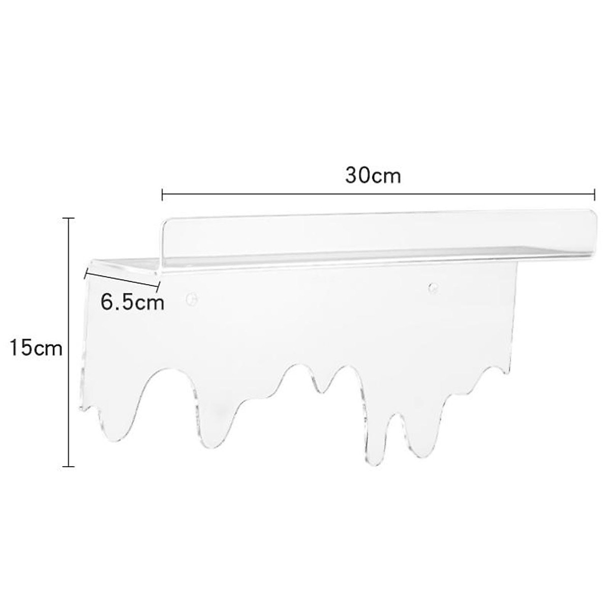 Gralara Clear Acrylic Floating Wall Ledge Shelf, Wall Mounted Bookshelf for Kids, Spice Shelf Organizer for Kitchen, Display Shelf for Collectibles, Flowing Water
