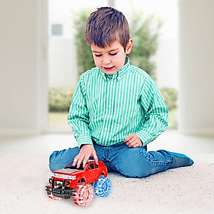 ArtCreativity Light Up Red Monster Truck Toy, 1 Piece, 8 Inch Toy Monster Truck with Flashing LED Tires and Batteries, Push n Go Car Toys for Kids, Fun Gift for Boys & Girls Ages 3 and Up