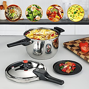 12 Quart Pressure Cooker, 11.6 PSI Thickened Stainless Steel Pressure Canner w/Spring Valve Safeguard Devices for Stewing, Steaming, Canning