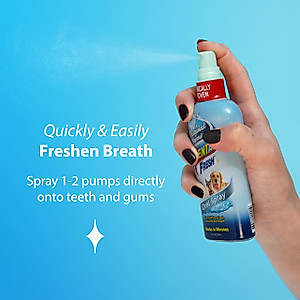 Dental Fresh Oral Spray for Dogs and Cats, Eliminates Bad Breath and Protects Their Teeth & Gums, 4 Fl Oz.