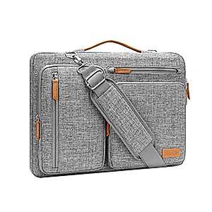 MOSISO 360 Protective Laptop Shoulder Bag, 15-15.6 inch Computer Bag Compatible with MacBook Pro 16, HP, Dell, Lenovo, Asus Notebook, Side Open Messenger Bag with 4 Zipper Pockets & Handle, Gray