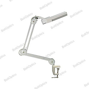 (Glass Lens) Professional LED Magnifying Lamp with Clamp, 7x6 inch Glass Lens, 1200 Lumens 5600K-6000K Daylight Bright 60 SMD LED, Work Light Mounting Bracket Clamp (5 Diopter) BoliOptics MG16302211