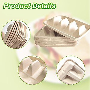 50PCS Disposable Taco Holder for Party，Disposable Taco Plates with 3 Dividers Disposable Taco Holders for Party, Taco Tray Holder, Pulp Fiber Plates Disposable for Taco Tuesday Lazy Susan Taco Bar