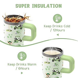 Golf Gifts for Boys Men, Golf Tumbler with Handle and Straw for Kids 14oz, Golfer Lover Gifts, Stainless Steel Funny Dog Mug, Golfer Gift for Boys Girls Him Son on Birthday