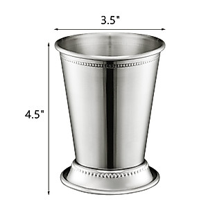 ZEAYEA Set of 2 Mint Julep Cups, Classic Stainless Steel Glasses for Party Bar Home Restaurant, 12 oz Metal Cocktail Glasses for Beer Juice Beverage, Silver