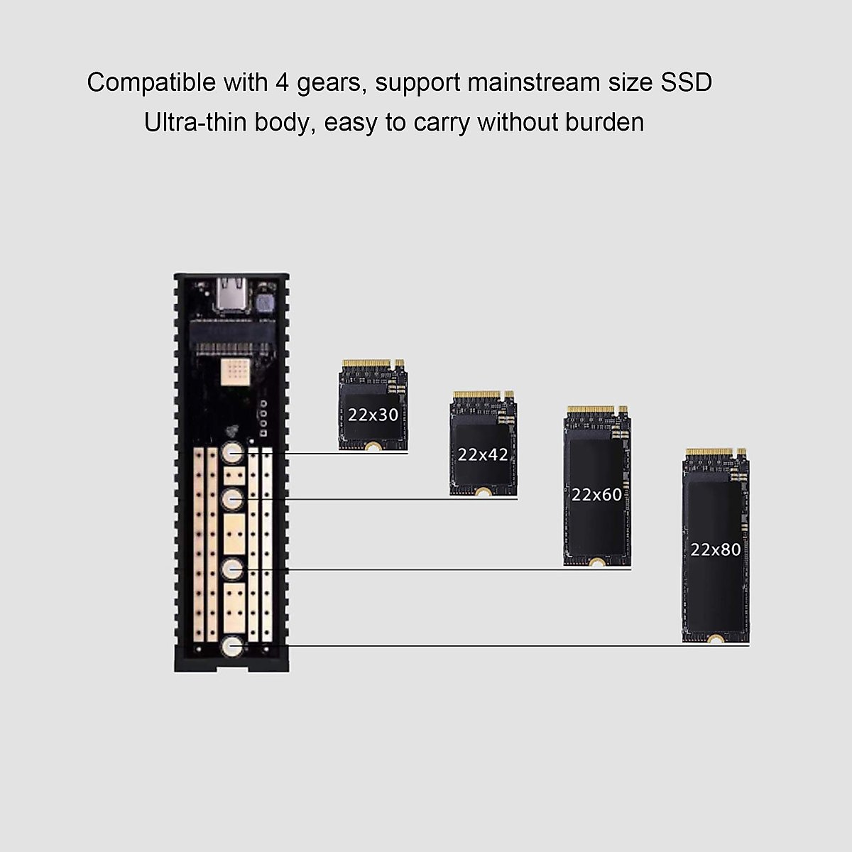 wendeekun Aluminum Portable External Solid State Drive SSD Hard Shell, Solid State Drive M.2 to USB3.1 NVME Key Adapter M2 SSD Hard Shell Computer Accessories,Sturdy and Wear-Resistant