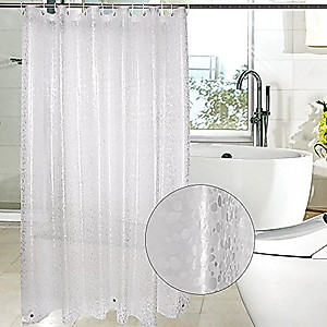 WELTRXE EVA Shower Curtain Water Repellent,No Chemical Smell Liner,No Odor, Chlorine Free Liner,Heavy Duty for Stall, Bathtubs 72 x 72,12 Hooks