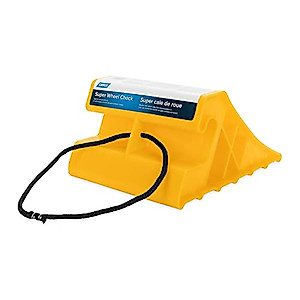 Camco Super Wheel Chock with Rope - Helps Keep Your Trailer in Place So You Can Re-Hitch - (44475) , Yellow