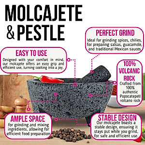 The original Molcajete Mexicano volcanic rock Handmade of Authentic Lava Rock in Mexico - Molcajete de Piedra volcanica - Molcajete Mortar Pestle molcajete bowl molcajete volcanic rock guacamole maker