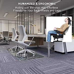 Chair Mat Tempered Glass, Standard Clear, 48 X 60 Inch, Heavy Duty Glass Chair Mat, Thickness 1/5 Inch, Glass Chair Mats for Carpeted Floors and Hardwood Floors