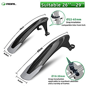 RBRL Bike Fender Set Adjustable MTB Mud Guard, Thicken and Widen Universal 24-29 inch Bicycle Fenders, Full-Suspension Bike/Ebike/Mountain Bike Fenders, Against Splashing Water and Dust