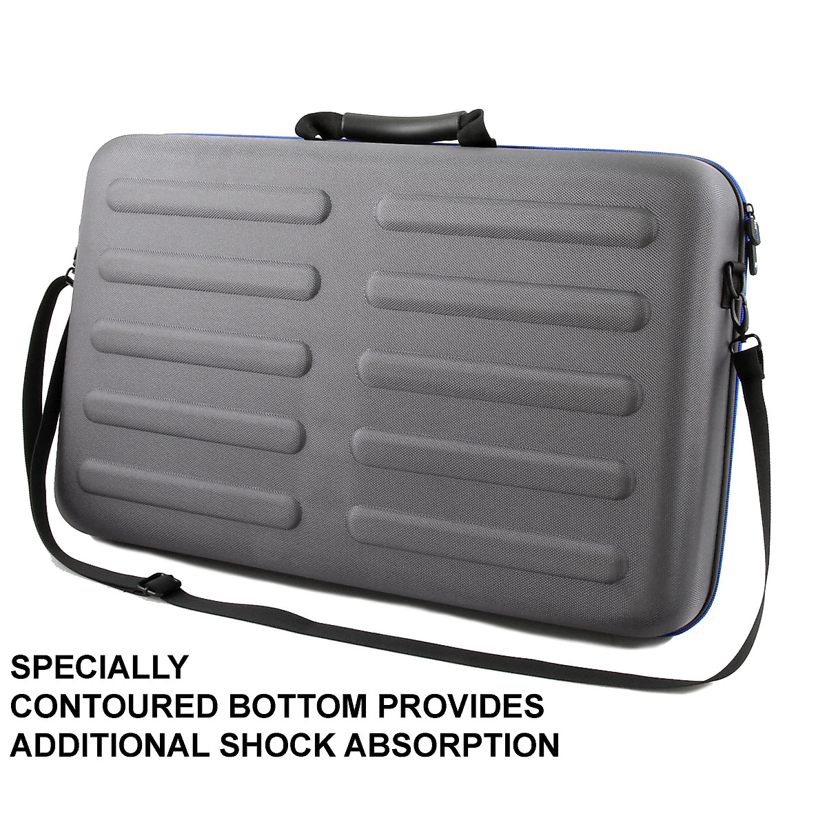 CASEMATIX Carrying Case Compatible with Pioneer DJ DDJ-FLX4 Serato DJ Controller, DDJ-REV1 Rekordbox Mixers and Cables - Includes Padded EVA Controller Case Only with Shoulder Strap