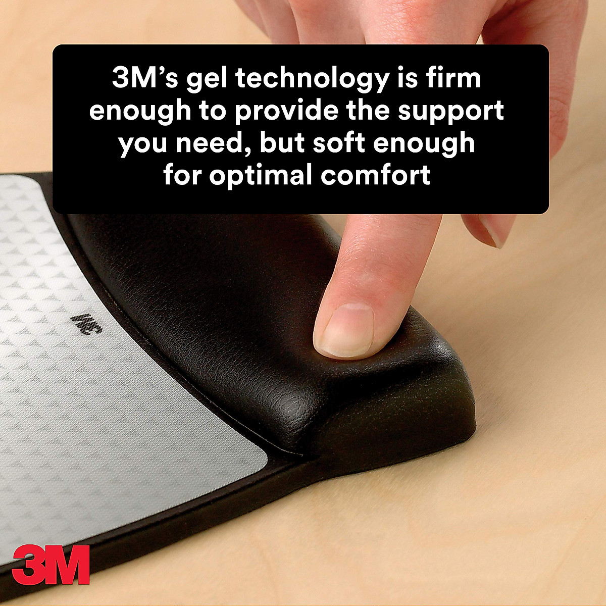 3M Precise Mouse Pad with Gel Wrist Rest, Soothing Gel Comfort with Durable, Easy to Clean Leatherette Cover, Optical Mouse Performance and Battery Saving Design, 9.2" x 8.7", Black (MW310LE)