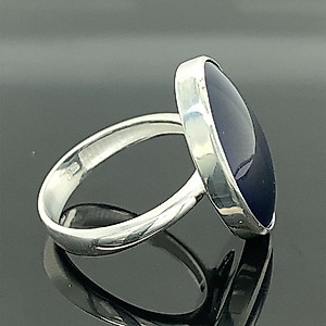 Silver Oval Sense Stone Ring, Handmade Ring, Color Changing Ring, Color by Temperature Mood Charm, 925k Sterling Silver Ring