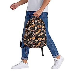 FREEHOTU Moth Butterfly Witchy Backpack For Men Women With Adjustable Padded Shoulder Straps Daypack For College Travel