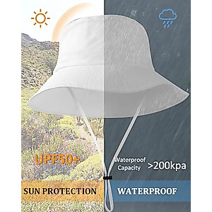 Waterproof Sun UPF 50+ Bucket Hat UV Protection Packable Brimmed Boonie for Women Men Summer Lightweight Hiking Outdoor Cap White