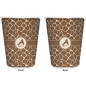RNK Shops Personalized Giraffe Print Waste Basket - Double Sided (White)