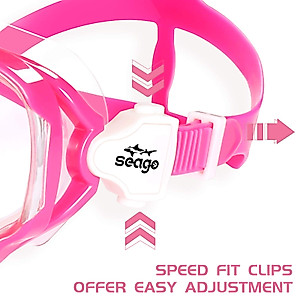 Kids Snorkel Mask Swim Diving Scuba Mask Snorkel Gear for Kids Boys Girls Youth, Anti-Fog 180° Panoramic View Soft Silicone Skirt Kids Pool Underwater Swim Goggles with Nose Cover, Snorkel Equipment