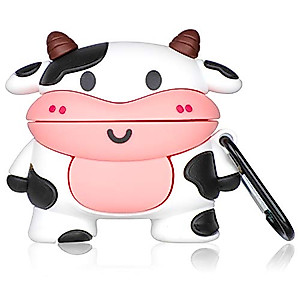 Jowhep Case for AirPod Pro 2019/Pro 2 Gen 2022 Cartoon Cute Kawaii 3D Silicone Cover Keychain Funny Animal Soft Protective for Air Pods Pro Girls Kids Women Shell Cases for AirPods Pro (Smile Cow)