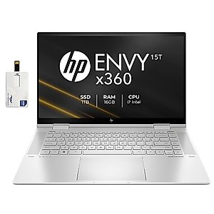 HP Envy 15T x360 2022 i7-1195G7 11th Gen Quad, 16 GB RAM, 1 TB NVME SSD, 15.6" FHD Touch, Tilt Pen, B&O Speakers, Intel Xe Graphics, Win 11 Pro, Wi-Fi 6, No numpad, 64 GB Tech Warehouse Flash Drive