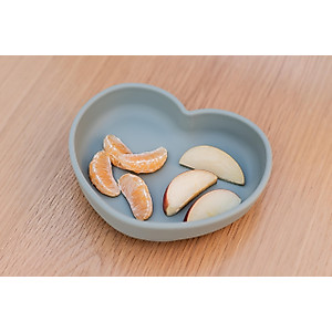 Spoondrift 100% Food Grade Silicone Suction Heart Plate | For Babies And Toddlers, BPA FREE, Diswasher Safe & Microwave Safe - Choose From 6 Colors (Sage)