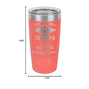LaserGram 20oz Vacuum Insulated Tumbler Mug, RN Registered Nurse, Personalized Engraving Included (Coral)