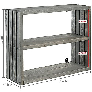 MyGift 2-Tier Small Wall Shelf, Vintage Gray Wood Hanging Display Floating Shelves