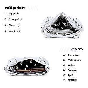 Handbag Hobo Women Shoulder Bag/Handbag Roomy Multiple Pockets Fashion PU Tote, White