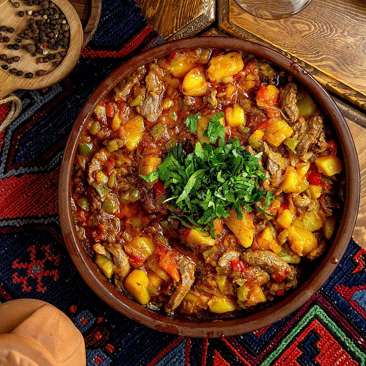 Handmade Clay Pan for Cooking, Glazed Terracotta Pot, Earthenware Cookware, Mexican Cazuela for Oven Cooking, Round, 11.8 in