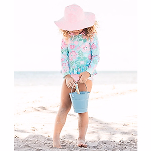 RuffleButts® Baby/Toddler Girls Pink Striped Seersucker Swim Hat - 0-12m