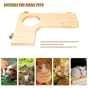 Squirrel Gerbil Chinchilla Dwarf Hamster L-Shaped Pedal Wooden Platform, 3 Pieces of Natural Wooden Parrot Hamster Round Standing Board (Style-2)