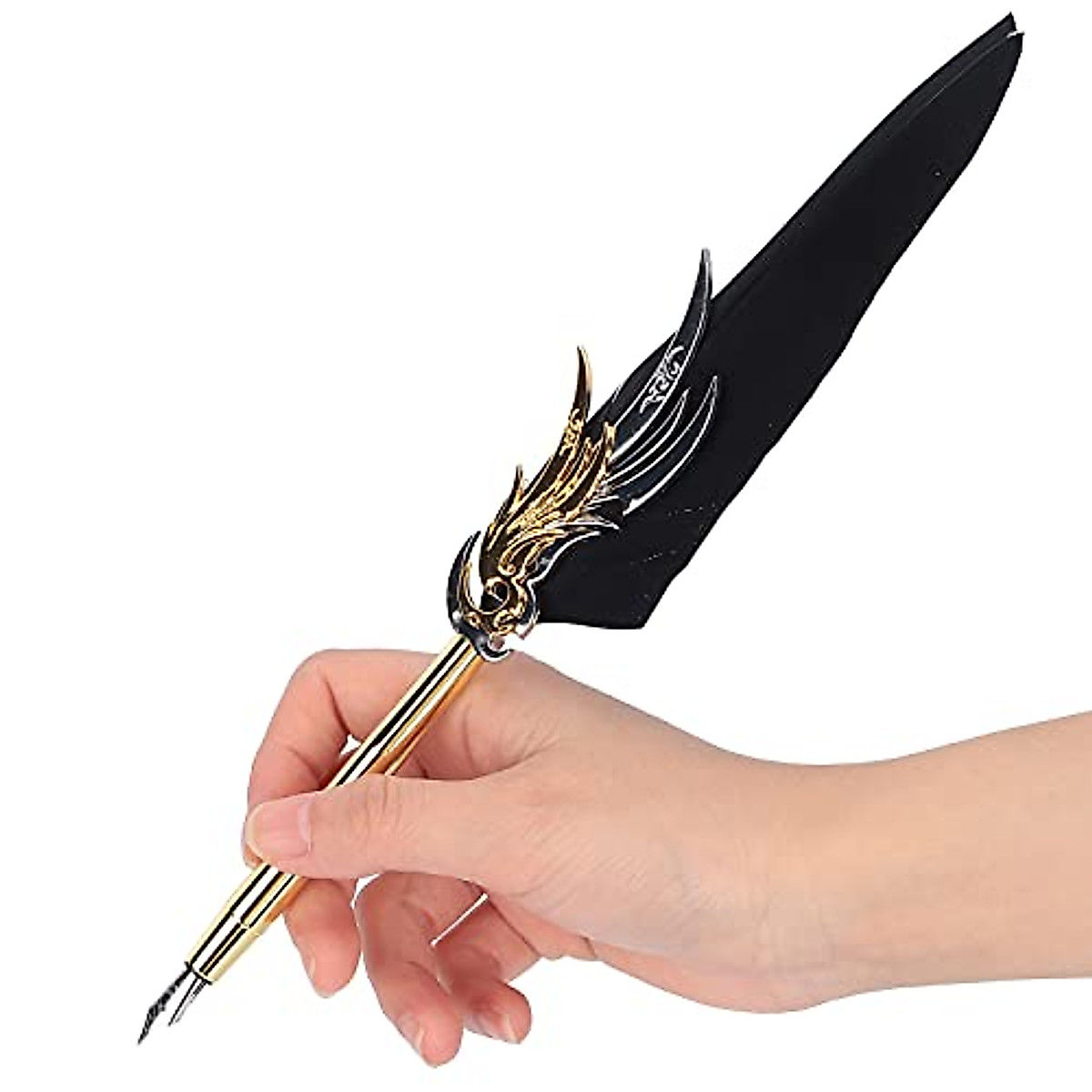 FASJ Dip Pen, Ink Pen Kits Calligraphy Pen Ink Set Writing Quill Dip Pen Stainless Steel for Writing Gift Cards for Letter(Black, Polar Animals)